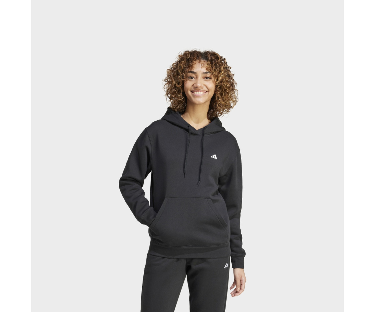 Sweatshirt A Capuche Noir adidas Feel Cozy Petit Logo Essentials
